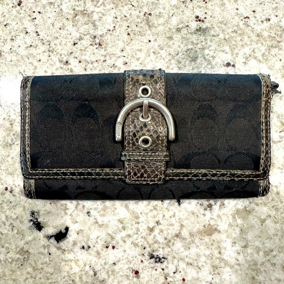 Coach | Bags | Coach Classic Wallet With Snakeskin Trim | Poshmark